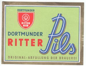Flaschenetikett: Dortmunder Ritter Pils (Dortmunder Ritter Brauerei ...