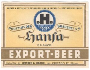 Drink Label: Dortmunder Hansa Export Beer (Dortmunder Hansa-Brauerei, Germany, Federal ...