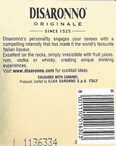 Etiqueta de bebida: Disaronno (Illva Saronno, S.p.A., ItaliaCol:IT-LIQ ...