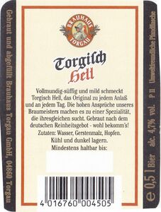 Drink Label: Torgisch Hell (Neues Torgauer Brauhaus, Germany, Federal ...