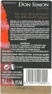 Drink Label: Don Simon Seleccion Tempranillo (J. García Carrión La ...