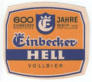 Drink Label: Einbecker Hell (Einbecker Brauhaus AG, Germany, Federal ...
