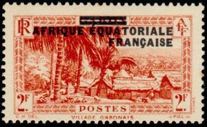 Stamp: Village gabonais-Village Gabon (French Equatorial Africa(GABON ...