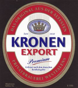 Drink Label: Kronen Export (Kronen Privatbrauerei Dortmund GmbH ...