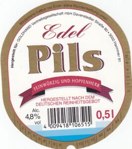 Drink Label: Edel Pils (Unknown, Germany, Federal RepublicCol:DE-BEER ...