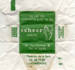 Sugar Packet: Scheer Arens (Luxembourg(Other Issues) Col:LU-N-000041 🍬
