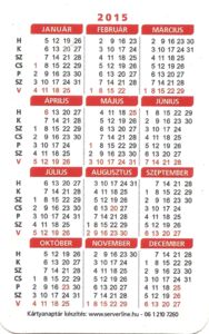 Pocket Calendar: port OIL Gas station (Hungary(Advertising) Col:HU-2015 ...