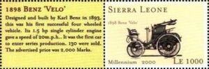 Stamp: Benz Velo, 1898 (Sierra Leone(Outstanding Cars of the Century ...