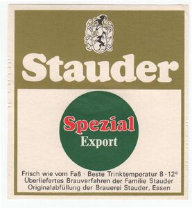 Flaschenetikett: Stauder Spezial Export (Privatbrauerei Jakob Stauder ...