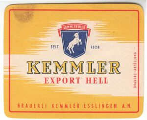 Drink Label: Kemmler Export Hell (Brauerei Kemmler Esslingen, Germany ...