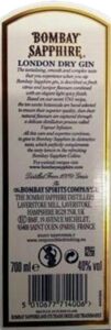 Drink Label: Bombay Sapphire (Bombay Spirits Company, United Kingdom of ...