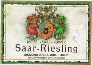 Drink Label: Saar - Riesling (Sigmund Loeb GMBH, Germany, Federal ...