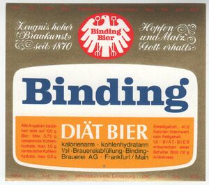 Drink Label: Binding Diät Bier (Binding-Brauerei AG, Germany, Federal ...