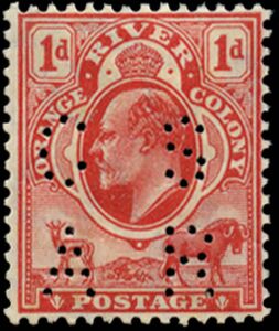 Stamp: King Edward VII, punctured CSAR (Orange Free State(Punctured ...
