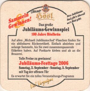 Beer Coaster: Hosl (Privatbrauerei Hösl, Germany, Federal RepublicCol ...