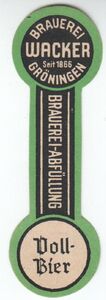 Flaschenetikett: Wacker Vollbier (Brauerei Fr. Wacker Gröningen ...