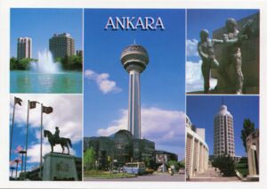 Tarjeta Postal: Ankara, Atakule Tower, Atatürk and Güvenpark Monuments, Hotels (Türkiye (Turquía ...