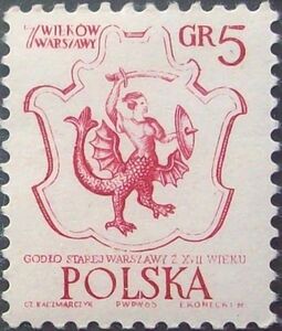 Stamp: Warsaw's Coat of Arms, 17th Cent. - Perf 11¼ x 11¾ (Poland(700th ...