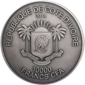 Moneda: 10,000 CFA Francs (Big Five Africa - Elephant) (Costa de Marfil ...