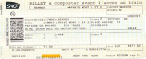 Transport Ticket: Rennes to Paris Adult (SNCF - State Railways, France ...