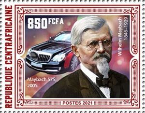 Stamp: Wilhelm Maybach (1846-1929) (Central African Republic(Wilhelm Maybach (2021)) Mi:CF 10524 ...