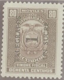Stamp: Revenue stamp, surcharged (Ecuador(Telegraphs - Fiscal stamps ...