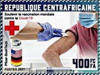 Stamp: Vaccine Pfizer-BioNTech (Central African Republic(Covid-19 (2021 ...