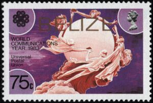 Stamp: UPU Monument, Bern (Belize) (World Communication Year) Mi:BZ 717 ...