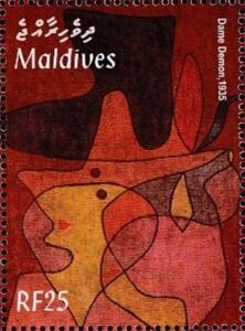 Stamp: "Dame Demon" (Maldives(Paintings by Paul Klee (1879-1940)) Mi:MV ...