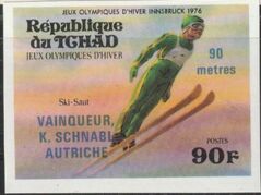 Stamp: Ski-jumping (Karl Schnabl, Austria) (Chad(Winter Olympic Games ...