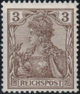 Stamp: Germania with imperial crown, inscription 'REICHSPOST' (German ...