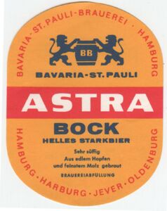 Drink Label: Astra Bock (Bavaria Brauerei Hamburg, Germany, Federal ...