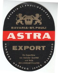 Drink Label: Astra Export (Bavaria Brauerei Hamburg, Germany, Federal ...