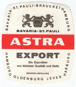 Drink Label: Astra Export (Bavaria Brauerei Hamburg, Germany, Federal ...