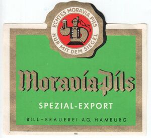 Drink Label: Moravia-Pils (Bill-Brauerei Hamburg, Germany, Federal ...