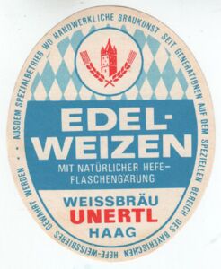 Flaschenetikett: Unertl Edel Weizen (UNERTL Weißbier GmbH, Deutschland, Bundesrepublik) Col:DE ...
