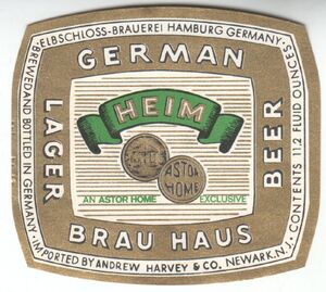Drink Label: Heim Lager Beer (Elbschloss Brauerei, Hamburg, Germany ...