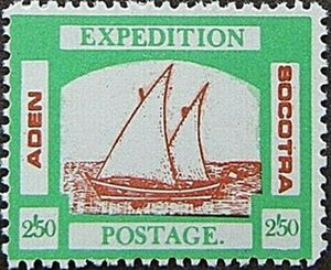 Stamp: Aden Socotra Expedition: Dhow (Aden: Cinderella Stamps(Aden ...