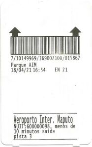 Bilhete de Transporte: Aeroporto Inter. Maputo (Aeroportos de ...