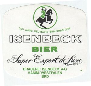 Drink Label: Isenbeck Bier (Brauerei Isenbeck, Hamm, Germany, Federal ...