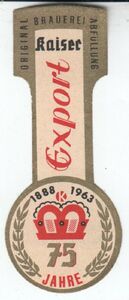 Drink Label: Kaiser Export (Kaiser Brauerei, Hannover, Germany, Federal ...