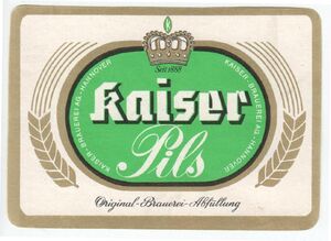 Etiqueta de bebida: Kaiser Pils (Kaiser Brauerei, Hannover, Alemania ...