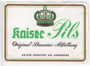 Drink Label: Kaiser Pils (Kaiser Brauerei, Hannover, Germany, Federal ...