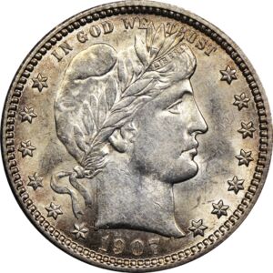 コイン: 25 Cents / Quarter (Barber) (アメリカ合衆国(A09-25セント(0.25ドル)(1796〜1930 ...
