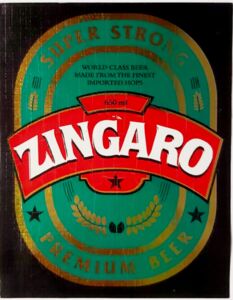 Etiqueta de bebida: Zingaro Premium Beer (United Breweries Group ...