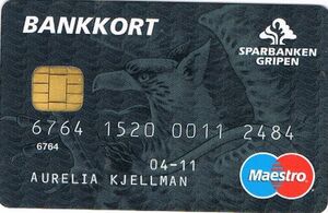 Bank Card: Bankkort (Sparbanken Gripen, Sweden) Col:SE-MS-0008