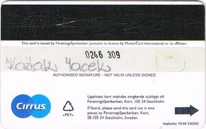 Bank Card: Bankkort (ForeningsSparbanken, SwedenCol:SE-MS-0003.02
