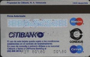 Bank Card: CITIBANK - Citicard (Citibank, Venezuela) Col:VE-MS-0110-1