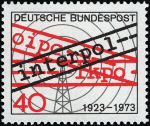 Stamp: Radio Tower and “Interpol” (Germany, Federal RepublicMi:DE 759 ...