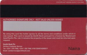 Bank Card: MasterCard (Zenith Bank, NigeriaCol:NG-MC-0003